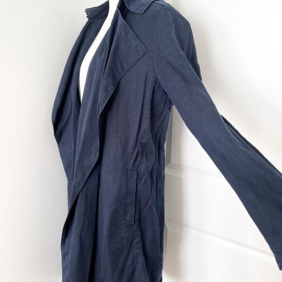 Aritzia | Jackets & Coats | Aritzia Babaton Maximo Navy Blue Waterfall Drape Trench Coat Duster ...